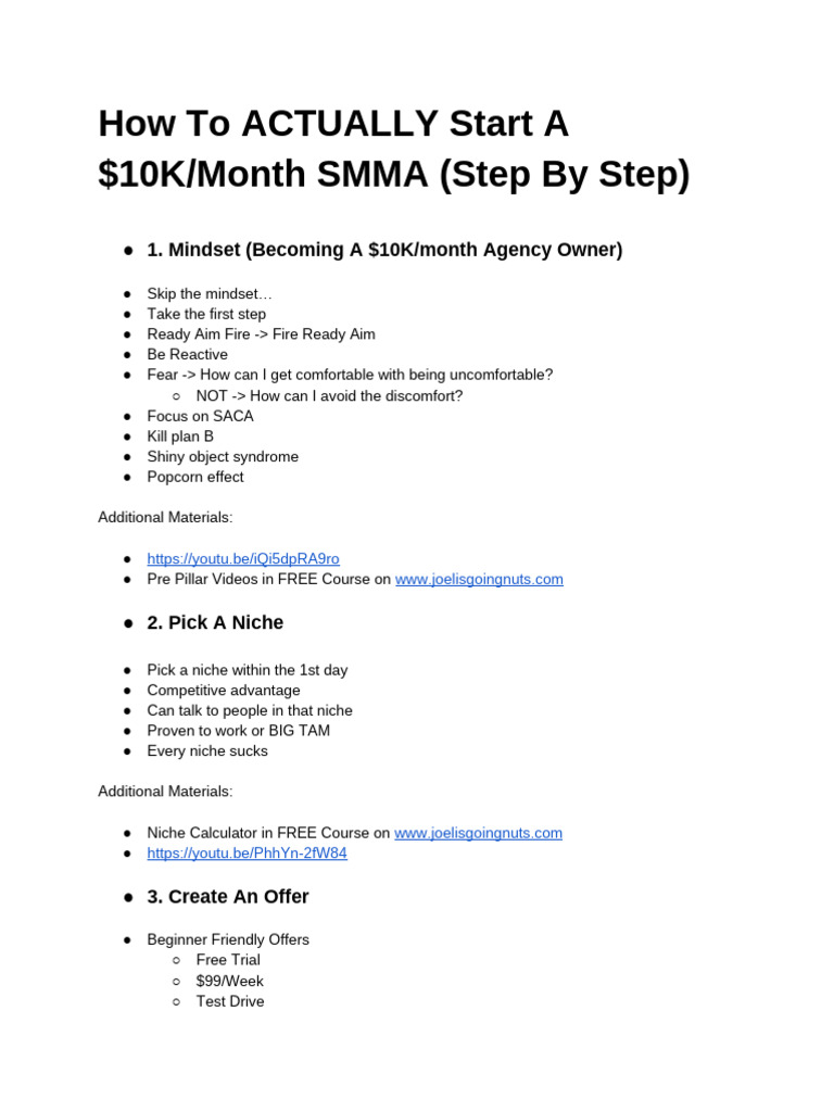 How To ACTUALLY Start A $10K - Month SMMA (Step by Step) | PDF