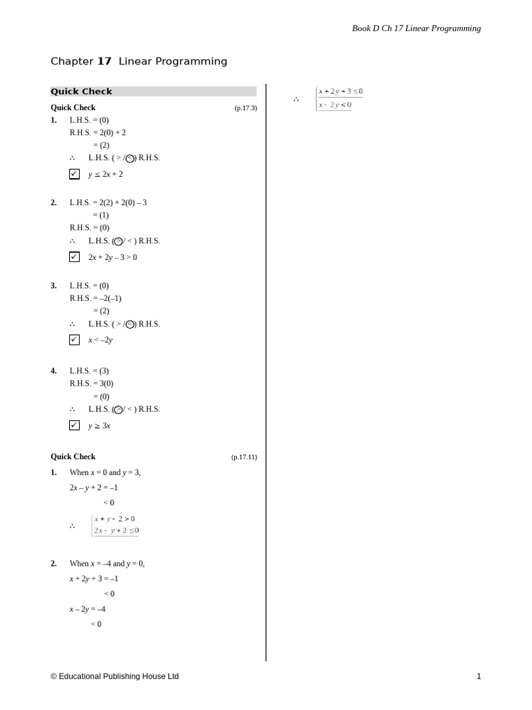 360 Book D CH 17 Linear Programming Solution | PDF | Applied Mathematics | Mathematical Analysis