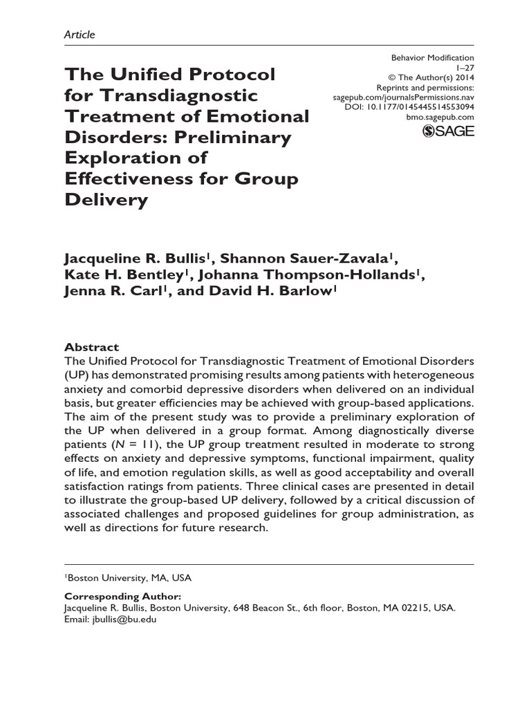 Bullis - The Unified Protocol For Transdiagnostic Treatment of ...