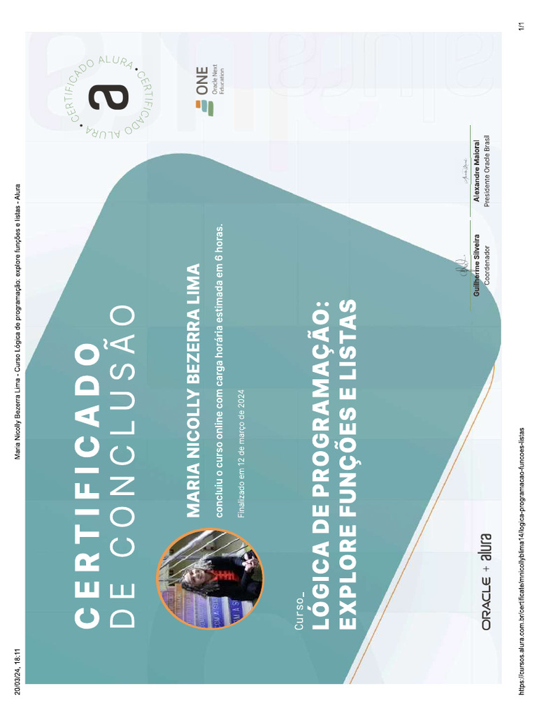 Certificado Logica de Programação em JS 02 | PDF