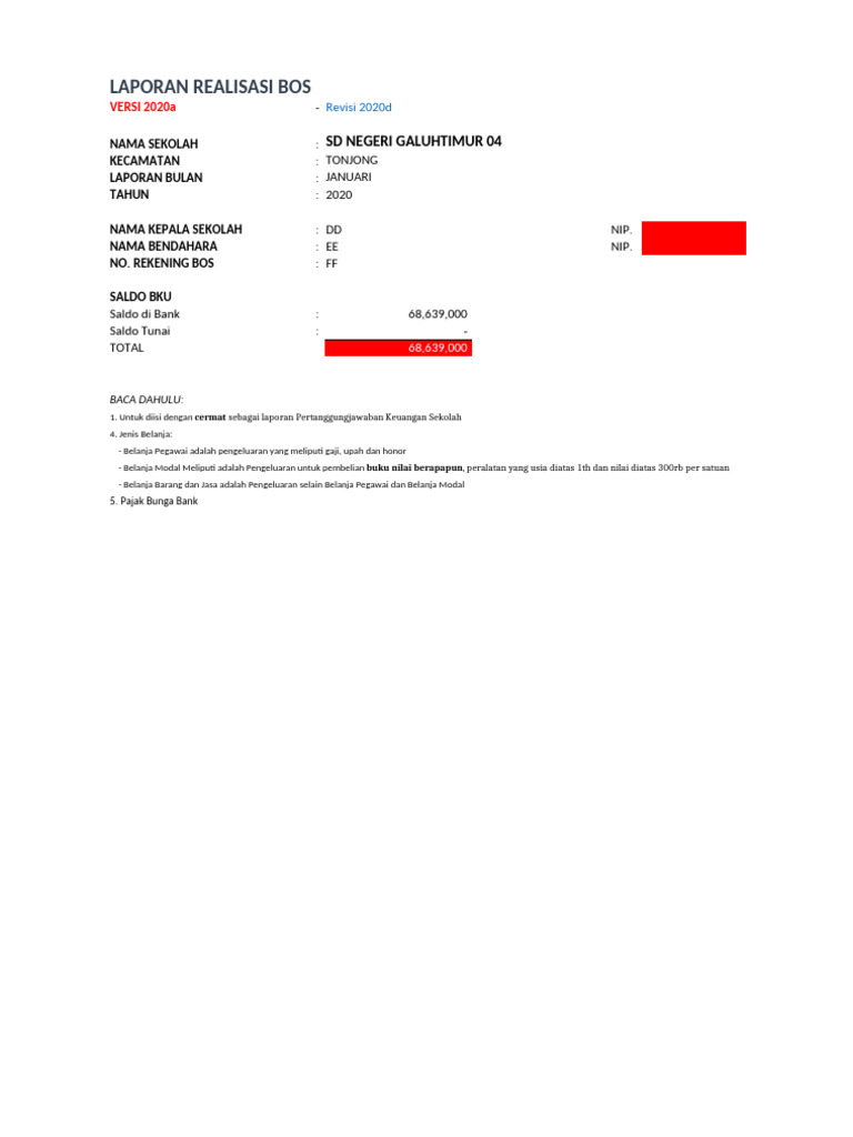 Aplikasi BKU BOS Tahun 2020.2021 | PDF