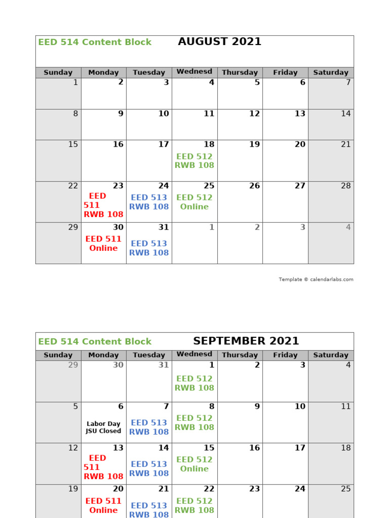 EED 514 Fall 2021 Content Block Calendar FINAL | PDF | Observances