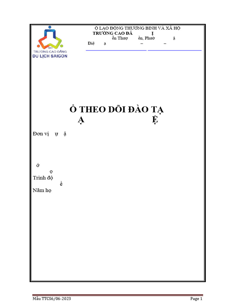 Mau TTCS6062023 Mau So Theo Doi Dao Tao Tai Doanh Nghiep | PDF