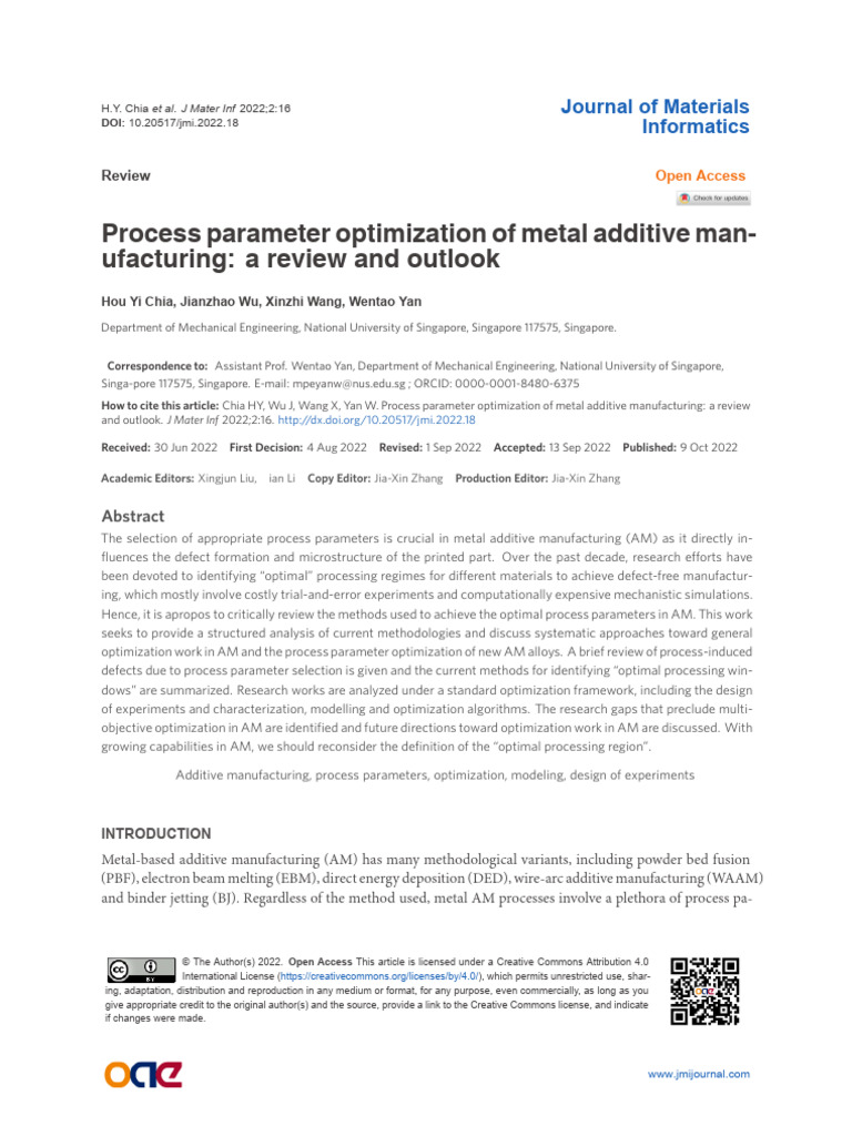 Process Parameter Optimization of Metal Additive M | PDF | Microstructure | Mathematical ...
