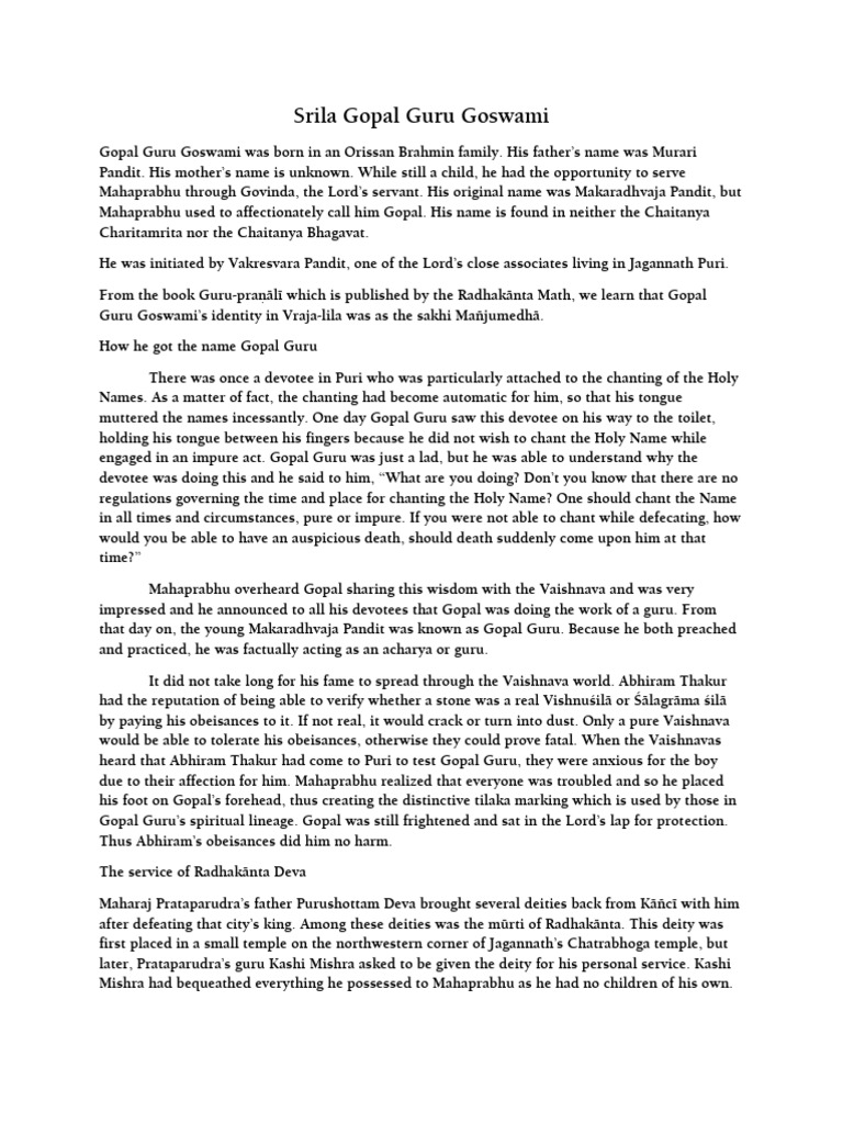 Gopal Guru Goswami | PDF | Vaishnavism | Indian Religions