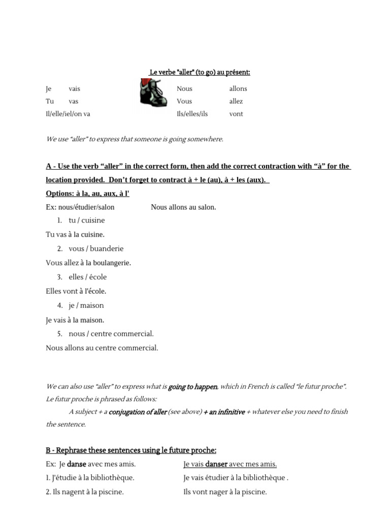 Conjugaison du verbe "aller" au futur proche | PDF