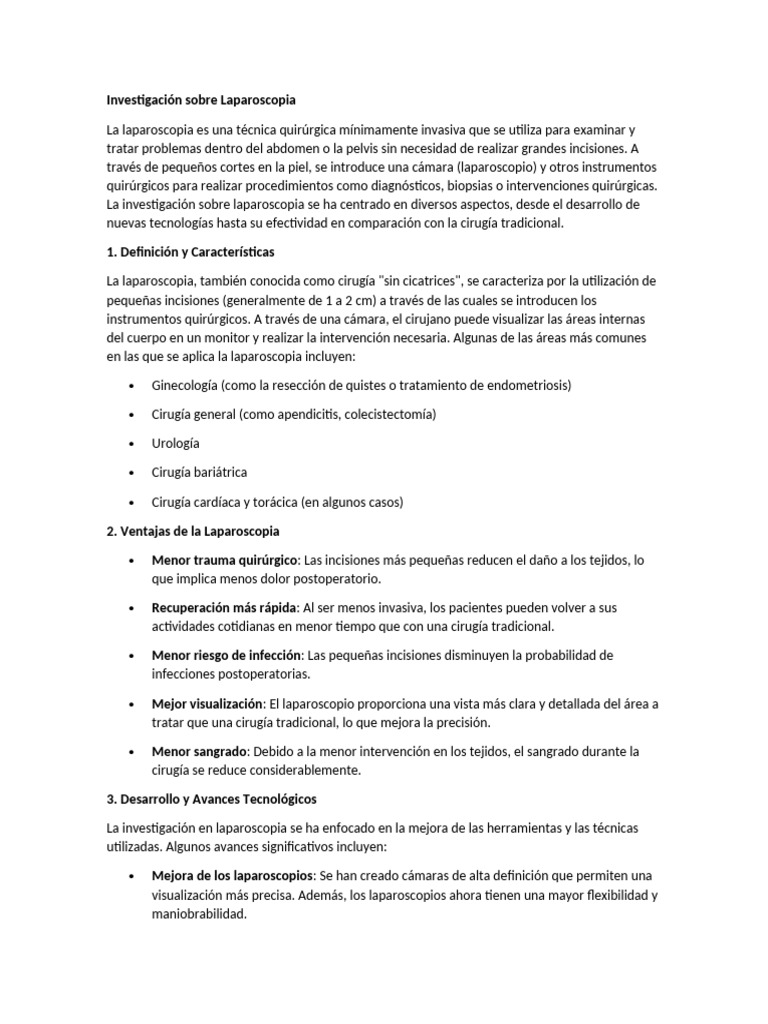 Investigación Sobre Laparos | PDF | Cirugía | Medicina CLINICA