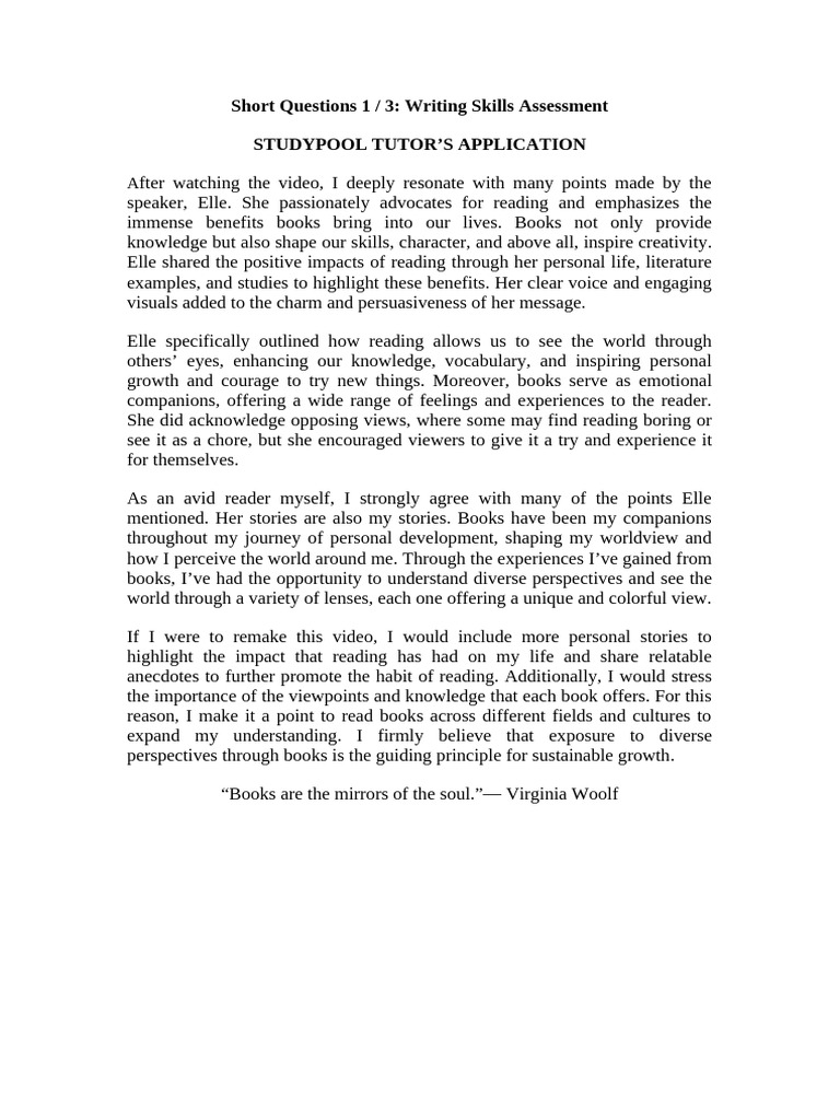 Studypool Tutor's Application | PDF