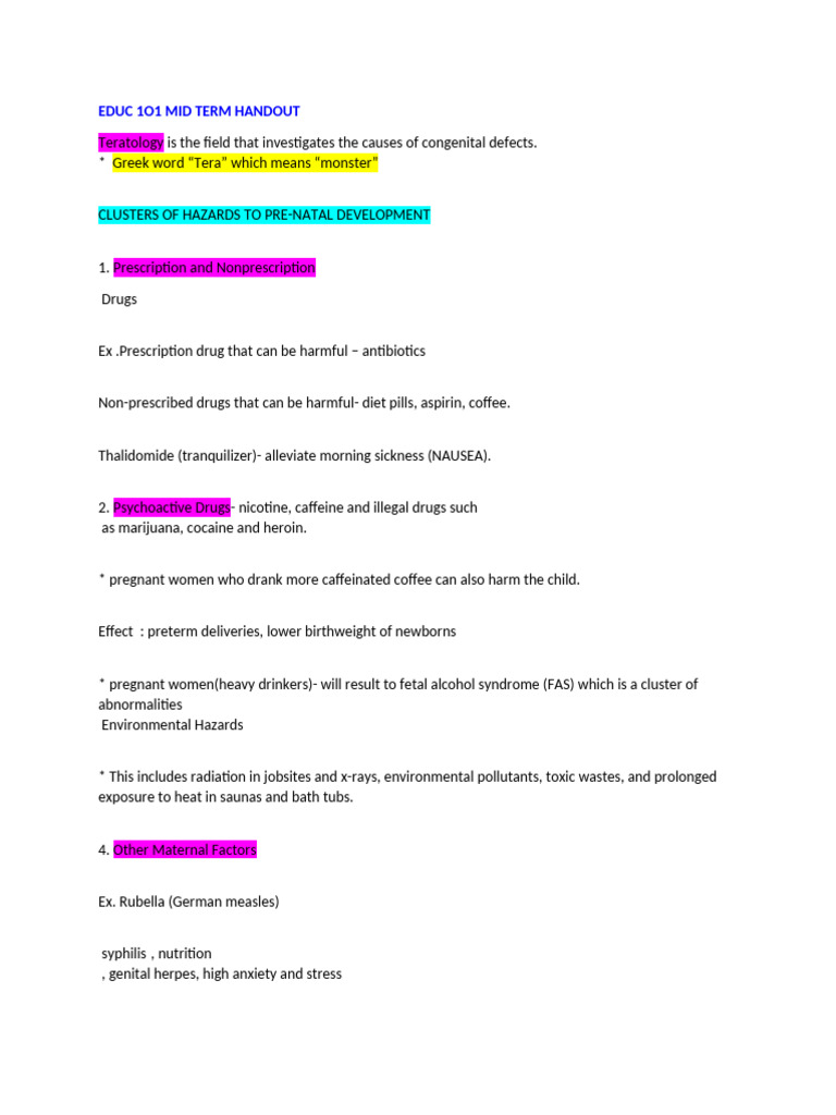 Educ 101 Mid Term Handout | PDF | Id | Schema (Psychology)