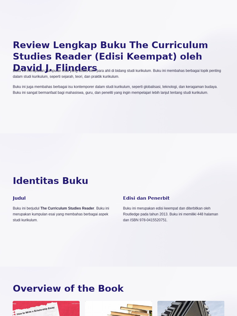 Review Lengkap Buku The Curriculum Studies Reader Edisi Keempat Oleh David J Flinders | PDF