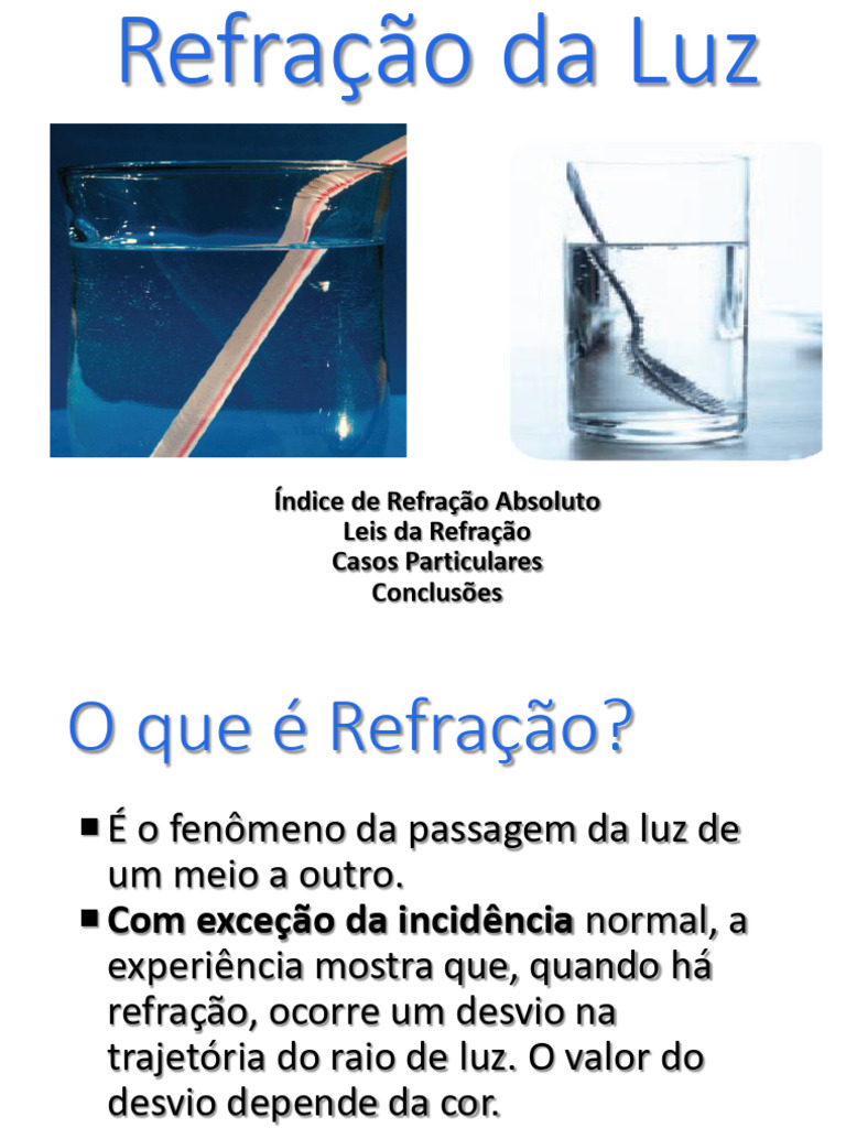 Entendendo a Refração da Luz e Lentes | PDF | Refração | Ótica
