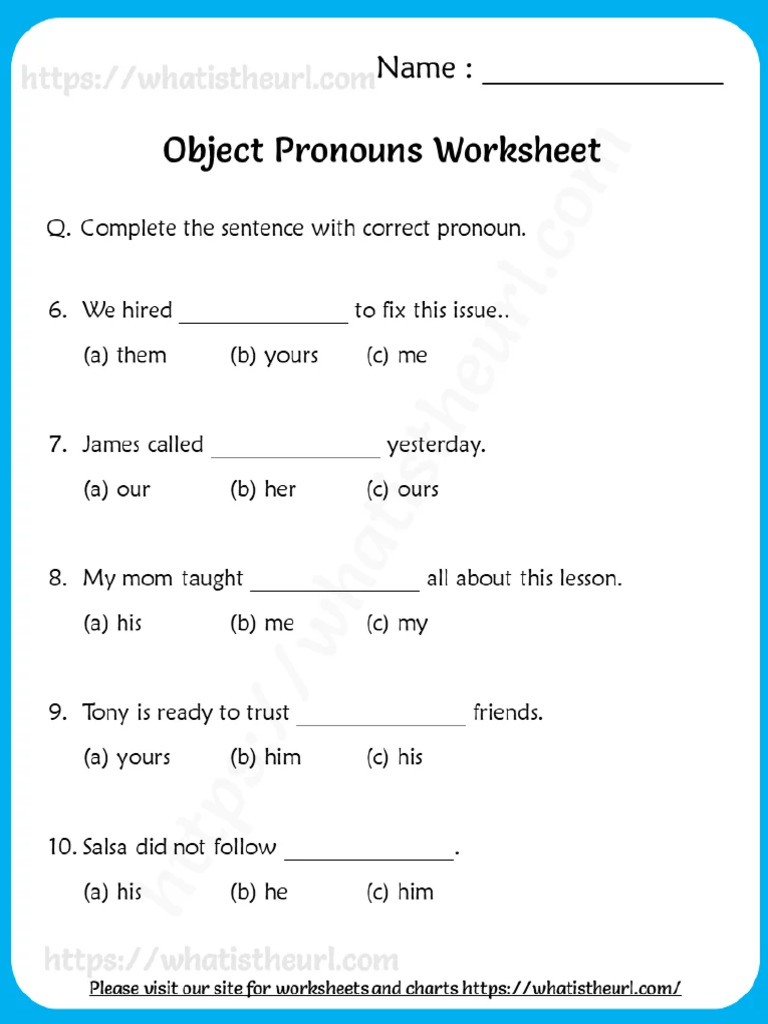 Object Pronouns Worksheet | PDF