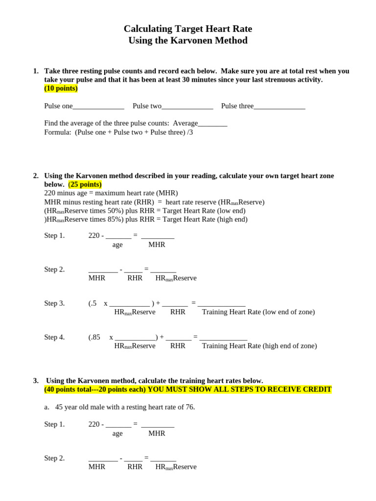 A1.05.1 Calculating Target Heart Rate | PDF | Heart Rate | Clinical Medicine