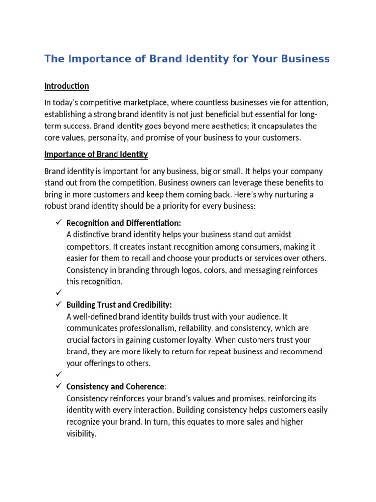 The Importance of Brand Identity For Your Business | PDF | Brand ...