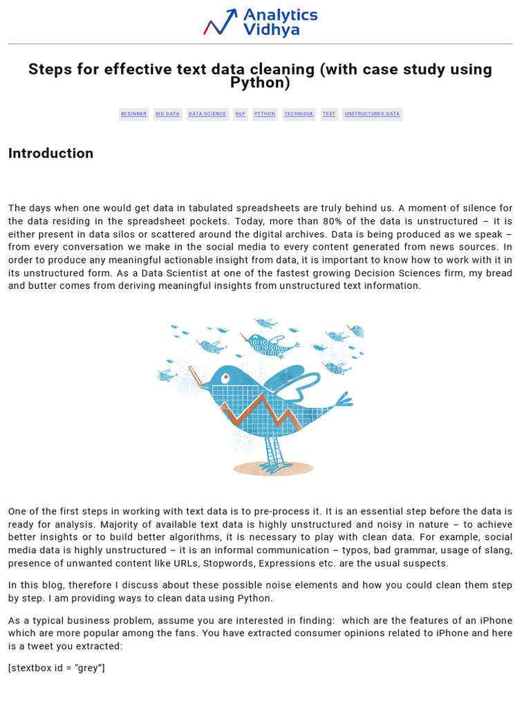 Text Data Cleaning with Python | PDF | Html | Data