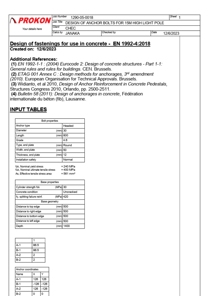 Anchor Bolt Design | PDF | Screw | Materials