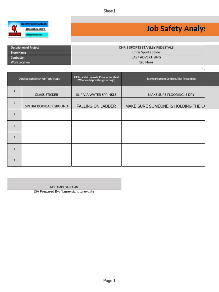 Job Safety Analysis | PDF
