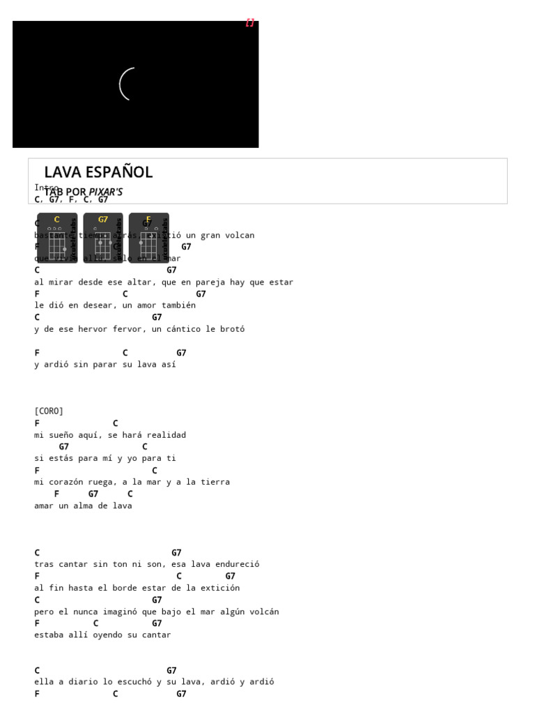 Lava Español Tab Por Pixar's - Ukulele Tabs | PDF