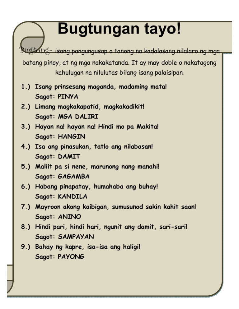 Bugtungan Tayo | PDF