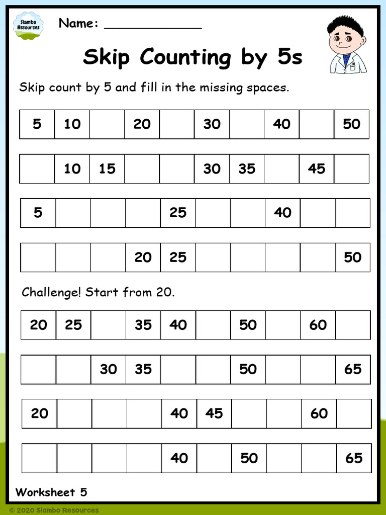 Grade 1 Skip Counting Worksheet 5 | PDF