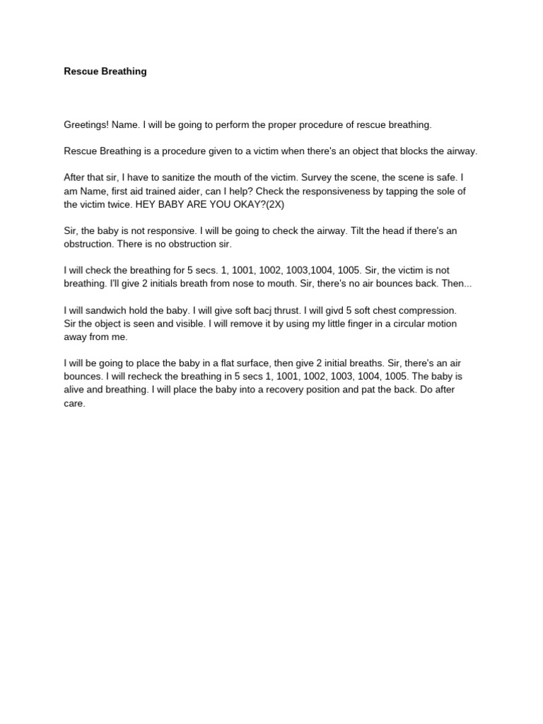 Final. Rescue Breathing and Infant CPR Demo | PDF | Cardiopulmonary Resuscitation | First Aid