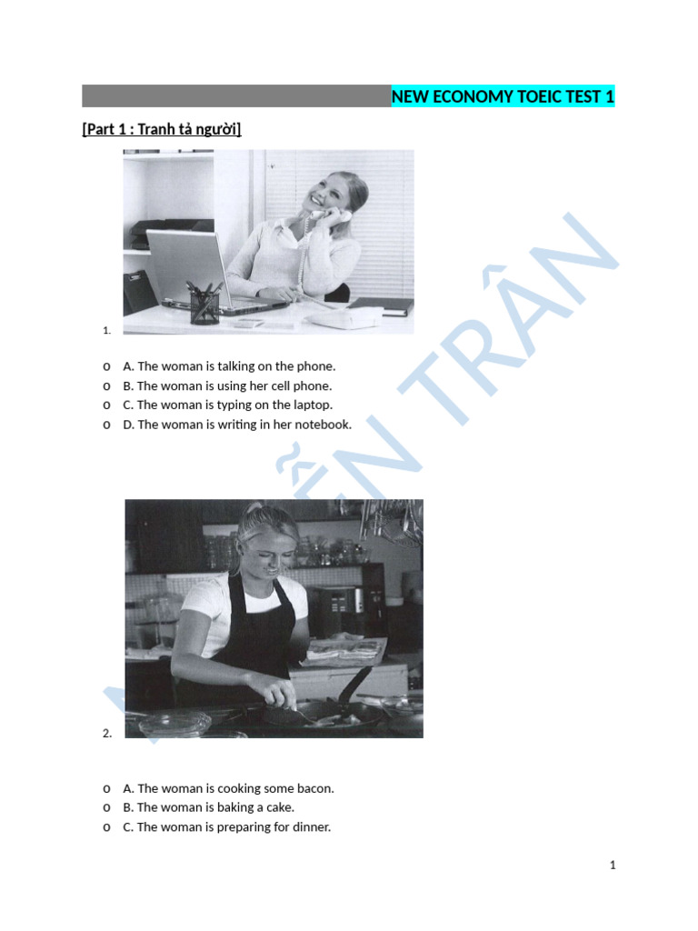 New Economy TOEIC Test 1 Overview | PDF