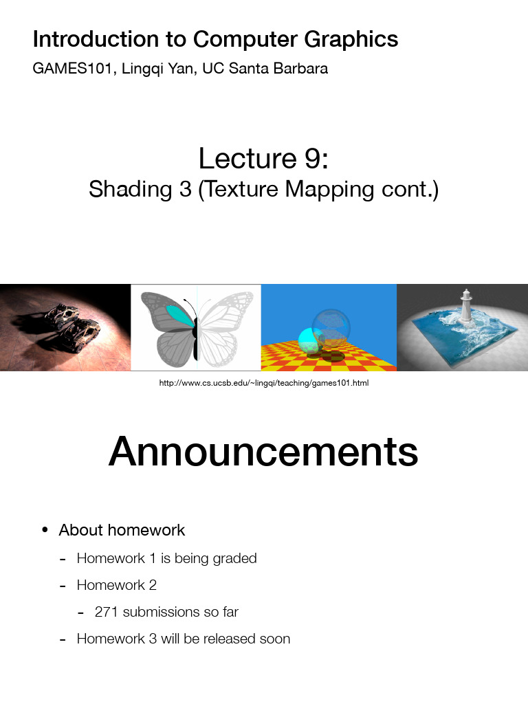 GAMES101 Lecture 09 | PDF | Texture Mapping | Graphics