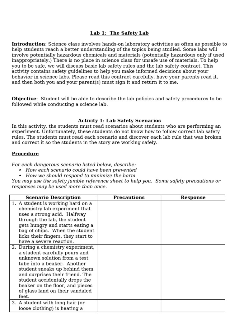 Lab 1 Lab Safety Rules-Abdul-Majeed | PDF | Laboratories | Glasses