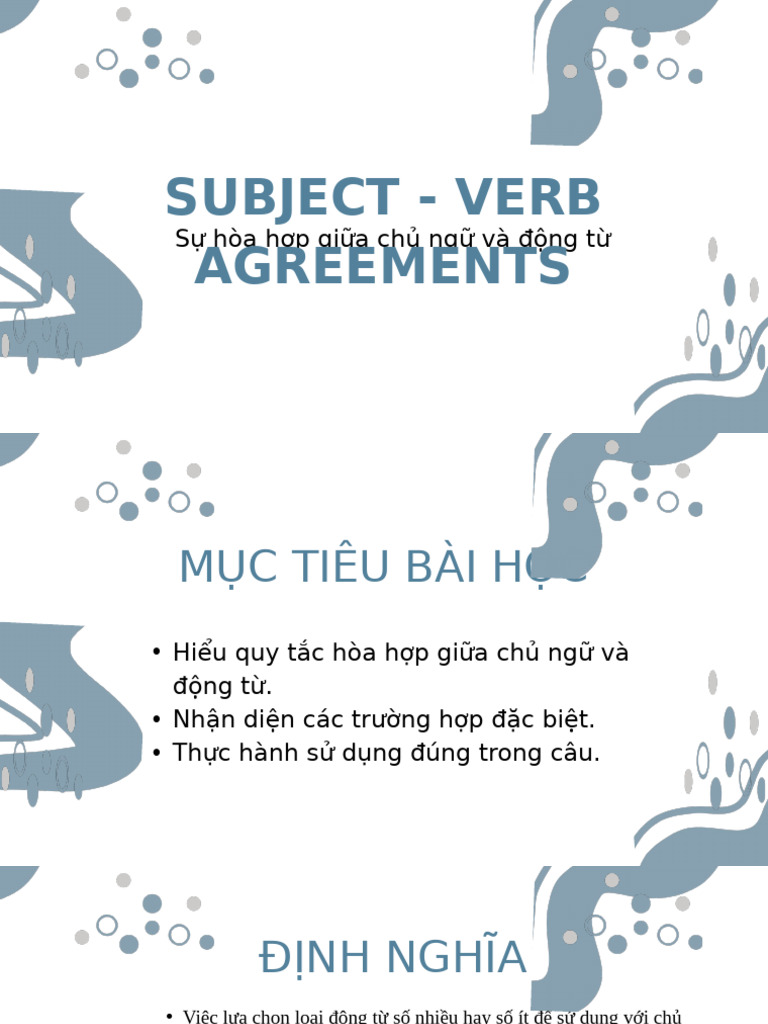 Subject - Verb Agreements | PDF