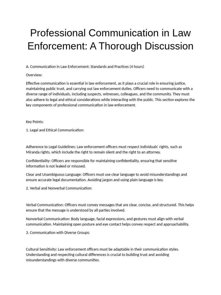 Professional Communication in Law Enforcement | PDF | Communication ...
