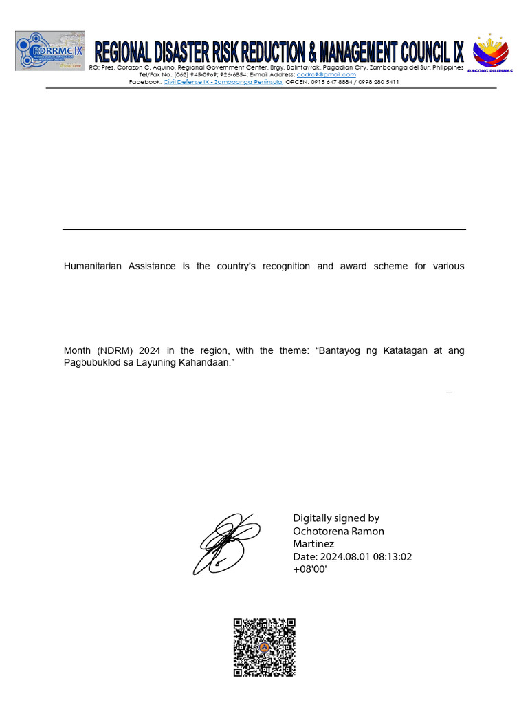 RDRRMC Letter GK NDRM | PDF | Philippines | Civil Defense