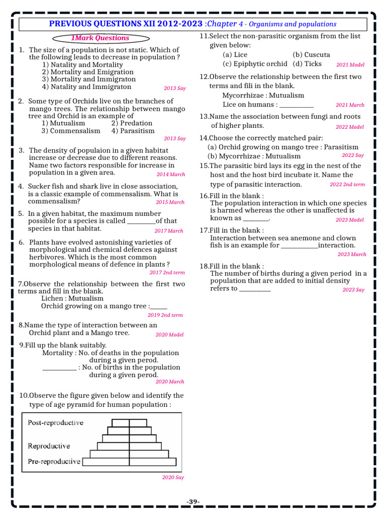 Organisms and Populations: Key Interactions | PDF | Parasitism | Symbiosis
