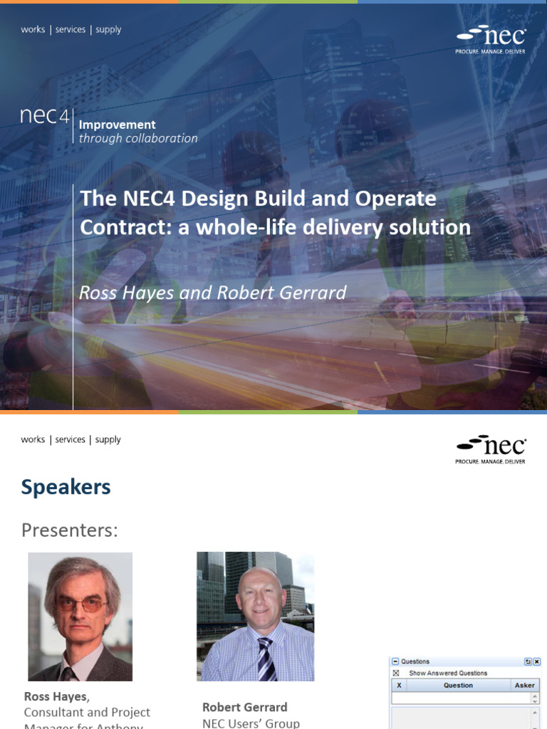 NEC4 DBO Contract Webinar Slides | PDF | Business | Economies
