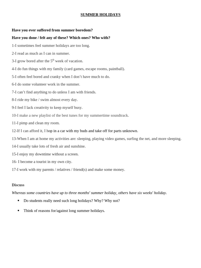 Summer Boredom | PDF