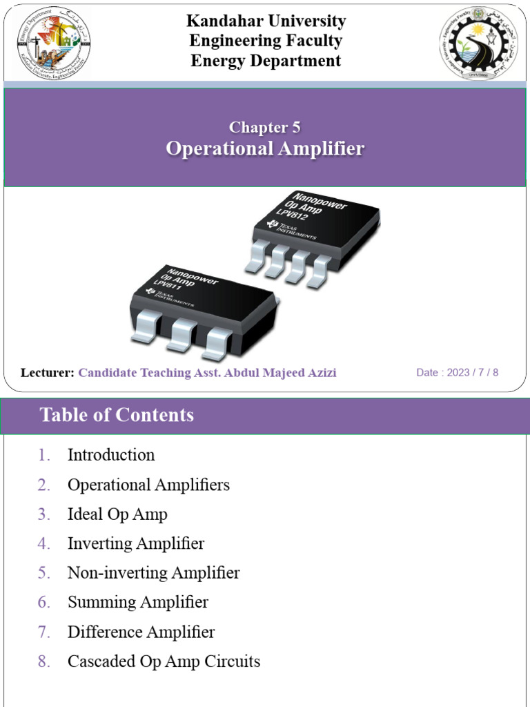 5th Chapter Operational Amplifier | PDF | Amplifier | Operational Amplifier