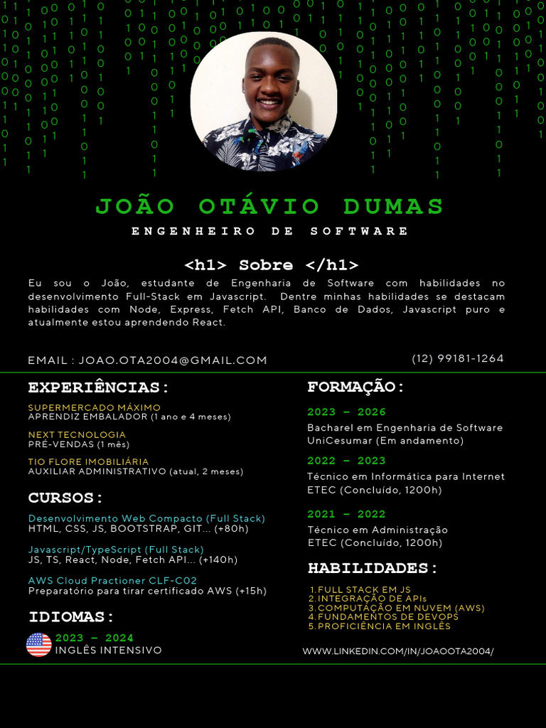 Perfil de João Otávio: Engenheiro de Software Full-Stack em JS | PDF ...