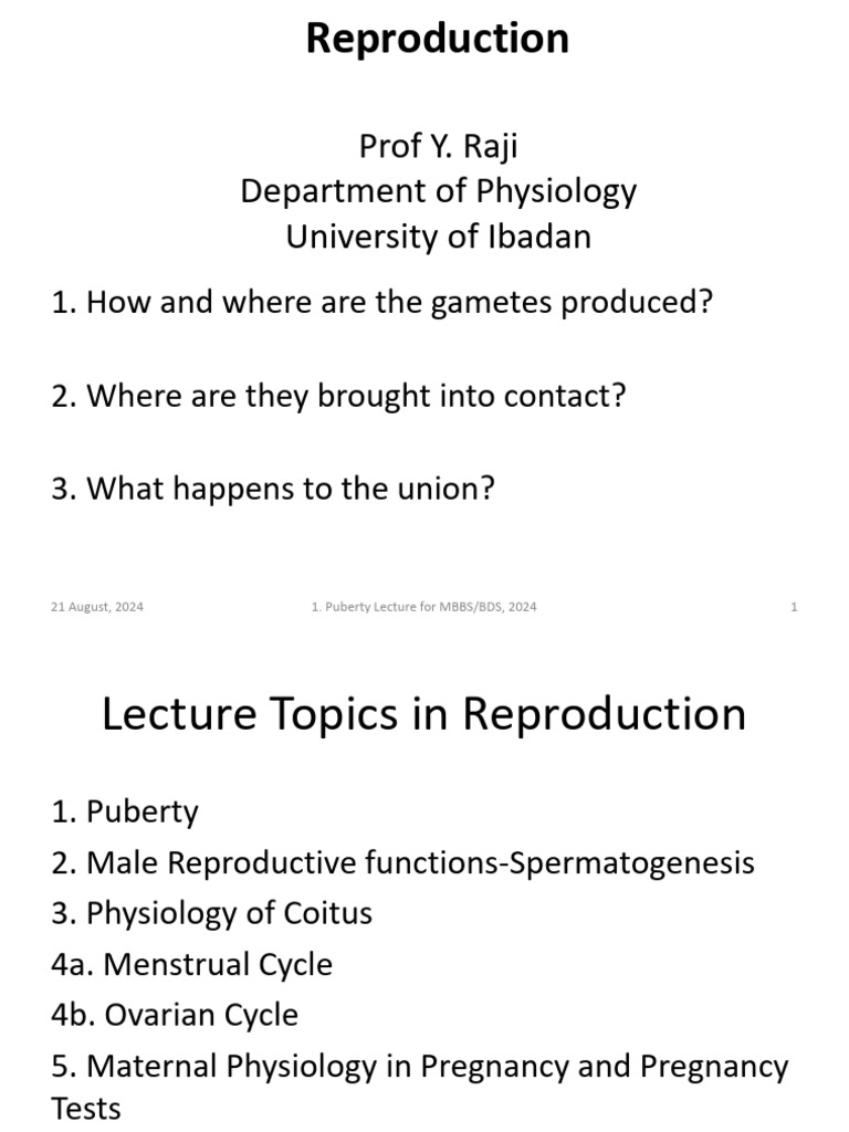 Puberty and Reproductive Physiology Overview | PDF | Puberty ...