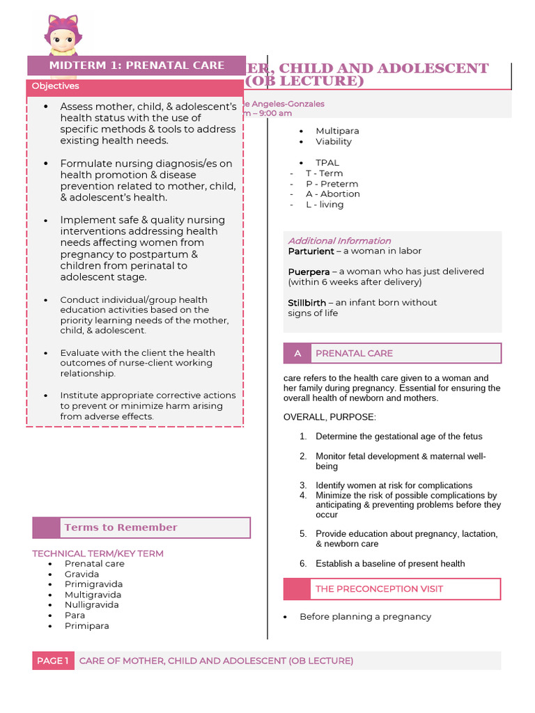 Essential Prenatal Care Terms Guide | PDF | Pelvis | Pregnancy