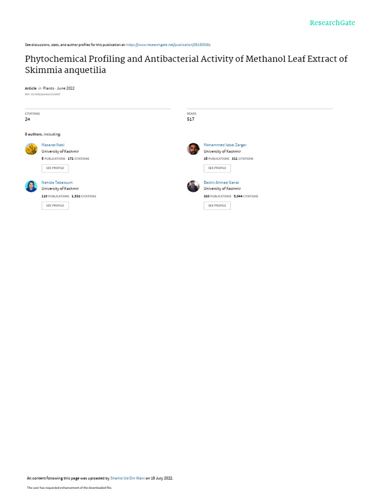 Phytochemical Profiling and Antibacterial Activity | PDF