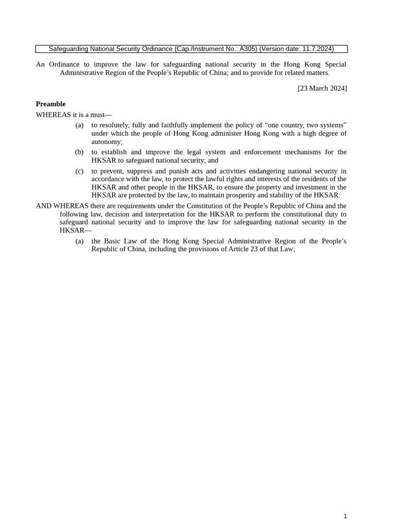 Safeguarding National Security Ordinance A305 | PDF | Tribunal | Hong Kong