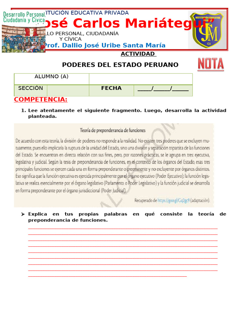 Ficha Poderes Del Peruano 03 | PDF