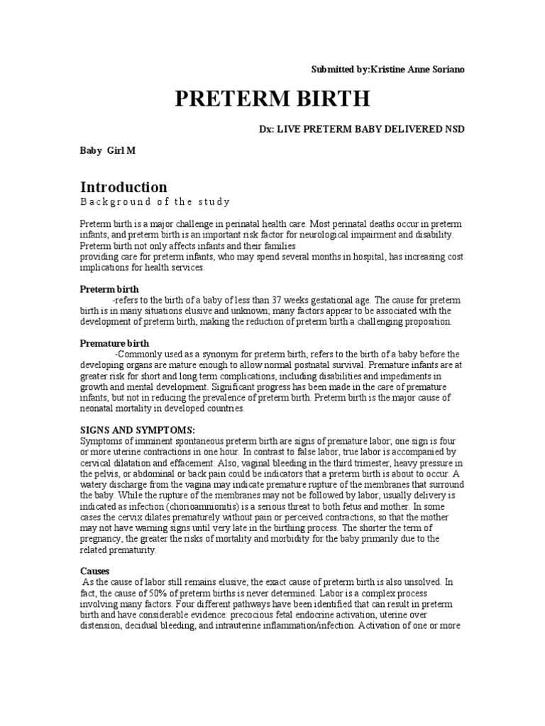 Live Preterm Baby Delivered NSD | PDF | Preterm Birth | Childbirth