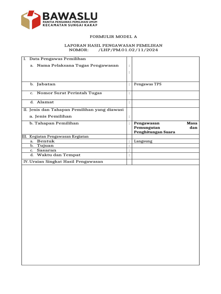 PTPS 03.formulir Model A Pengawasan Masa Pemungutan Dan Penghitungan ...
