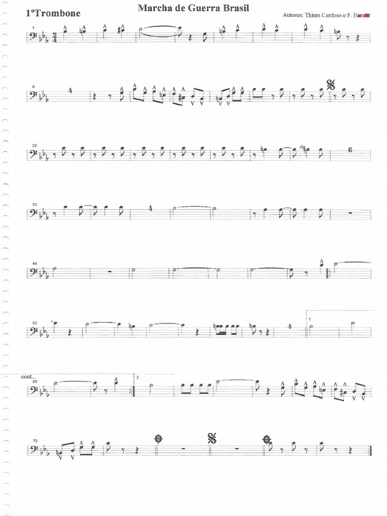 Marcha de Guerra Brasil - 1º Trombone | PDF