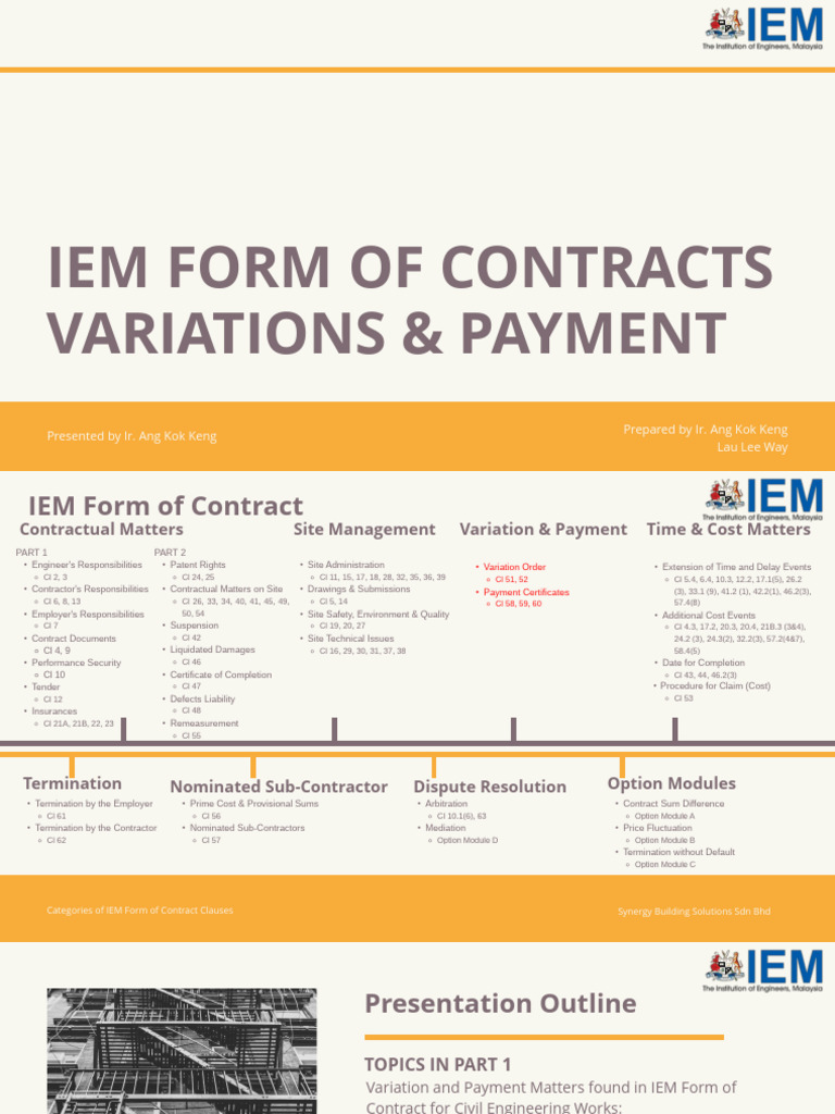 IEM Contract Variations and Payments Guide | PDF | Valuation (Finance ...