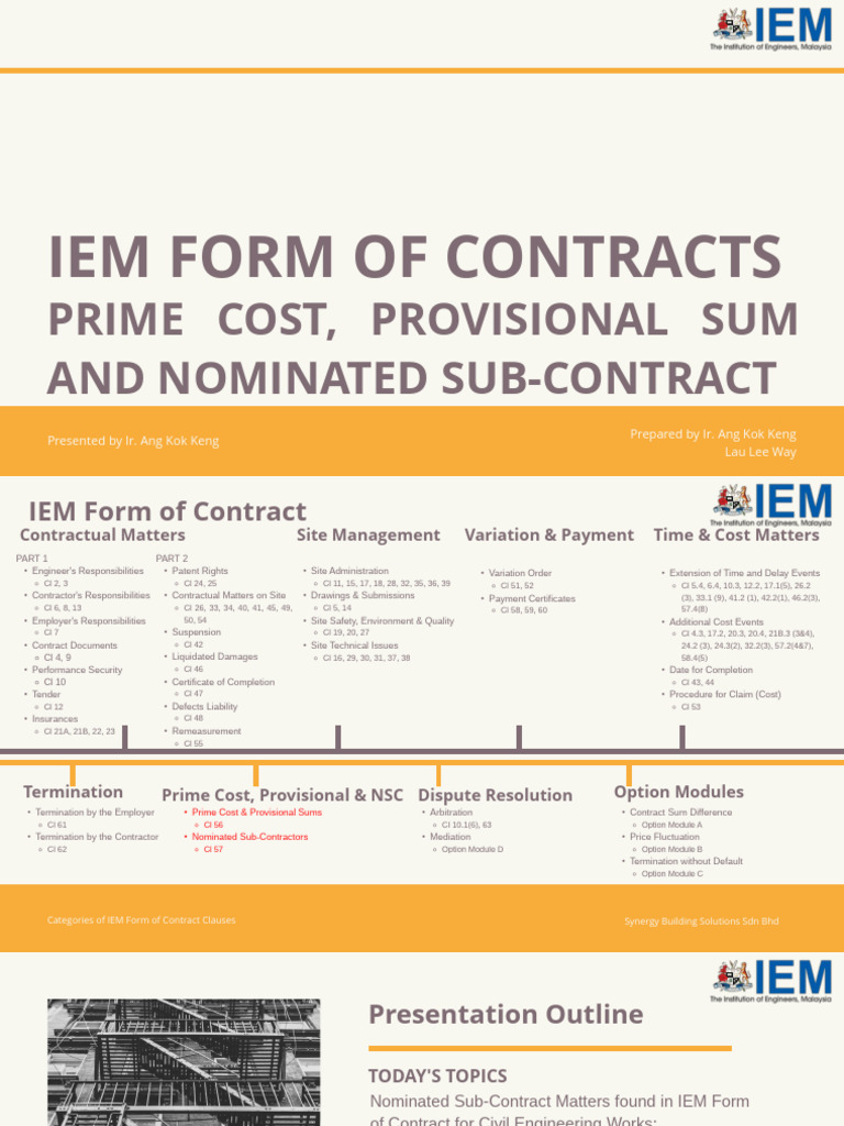 IEM Contract: Nominated Sub-Contractors | PDF | Employment | Payments