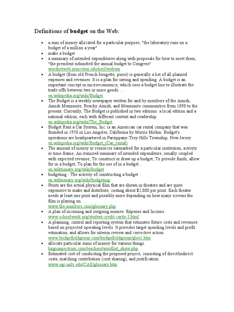 Comprehensive Budget Definitions Explained | PDF | Budget | Government
