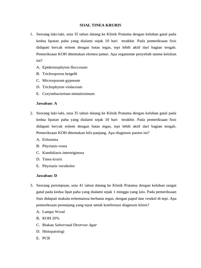 SOAL TINEA KRURIS - DR - Yuni - Fix | PDF