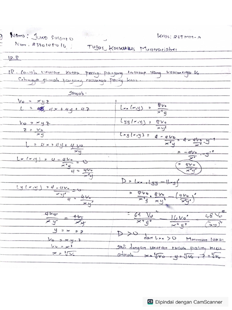Tugas Kalkulus Multivariabel Joko Susanto Pdf