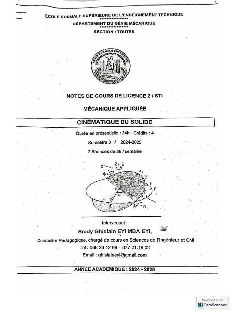 Cours Cinématique Du Solide | PDF